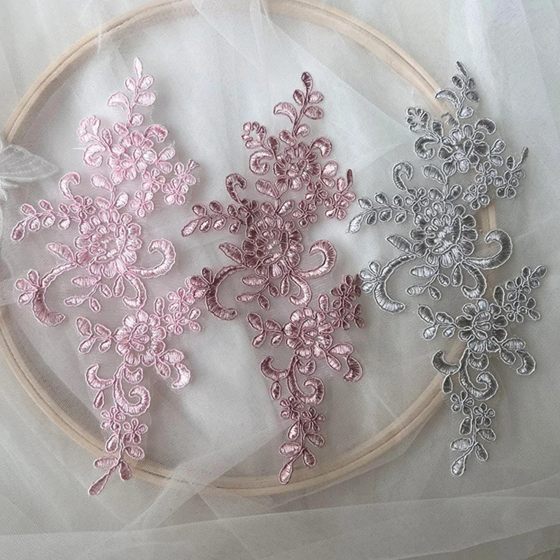 Lace-Applique-Sew-on-Patch-Fabric-5Pair-Embroidery-Flower-Exquisite ...