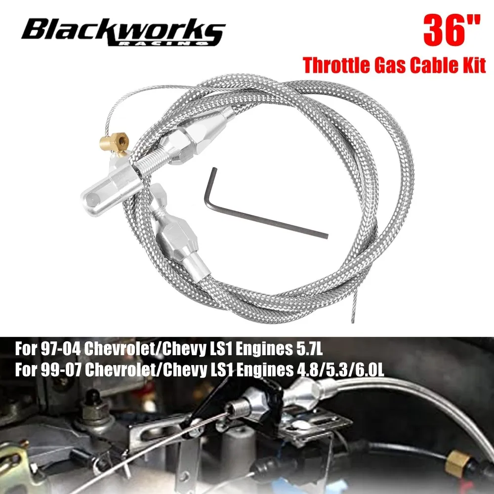 36-Throttle-Gas-Cable-Kit-Stainless-Steel-Braided-Fit-For-1997-2007 ...