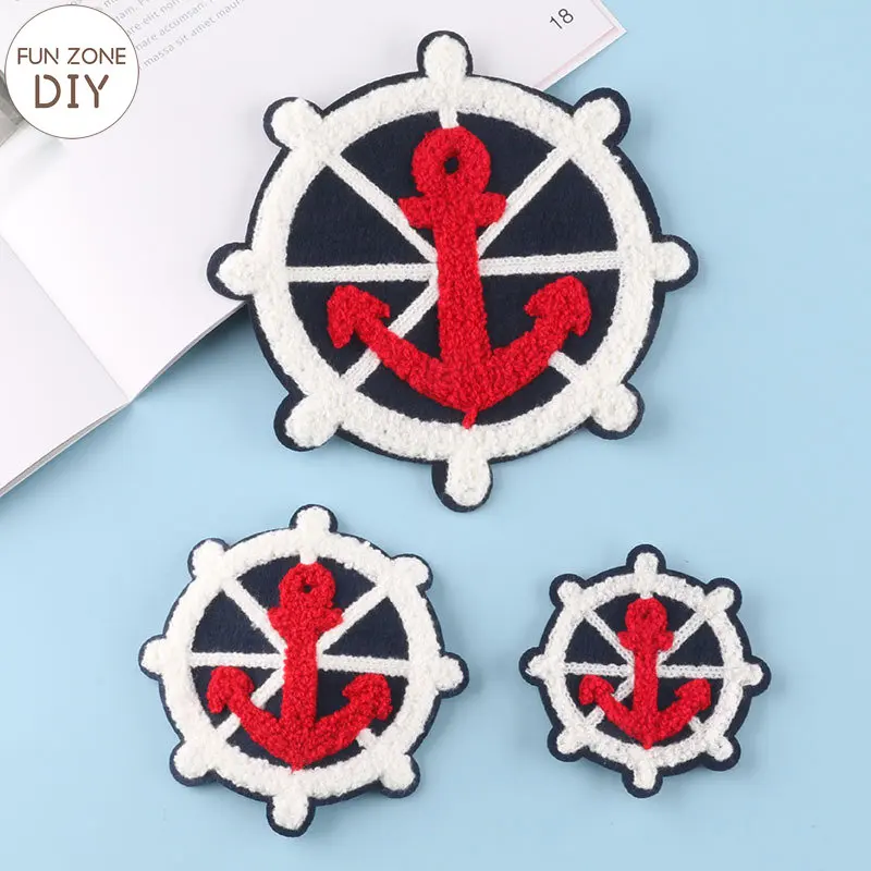 FZdiy-Anchor-Steering-Wheel-Patches-Clothing-Patch-Tower-Embroidery ...