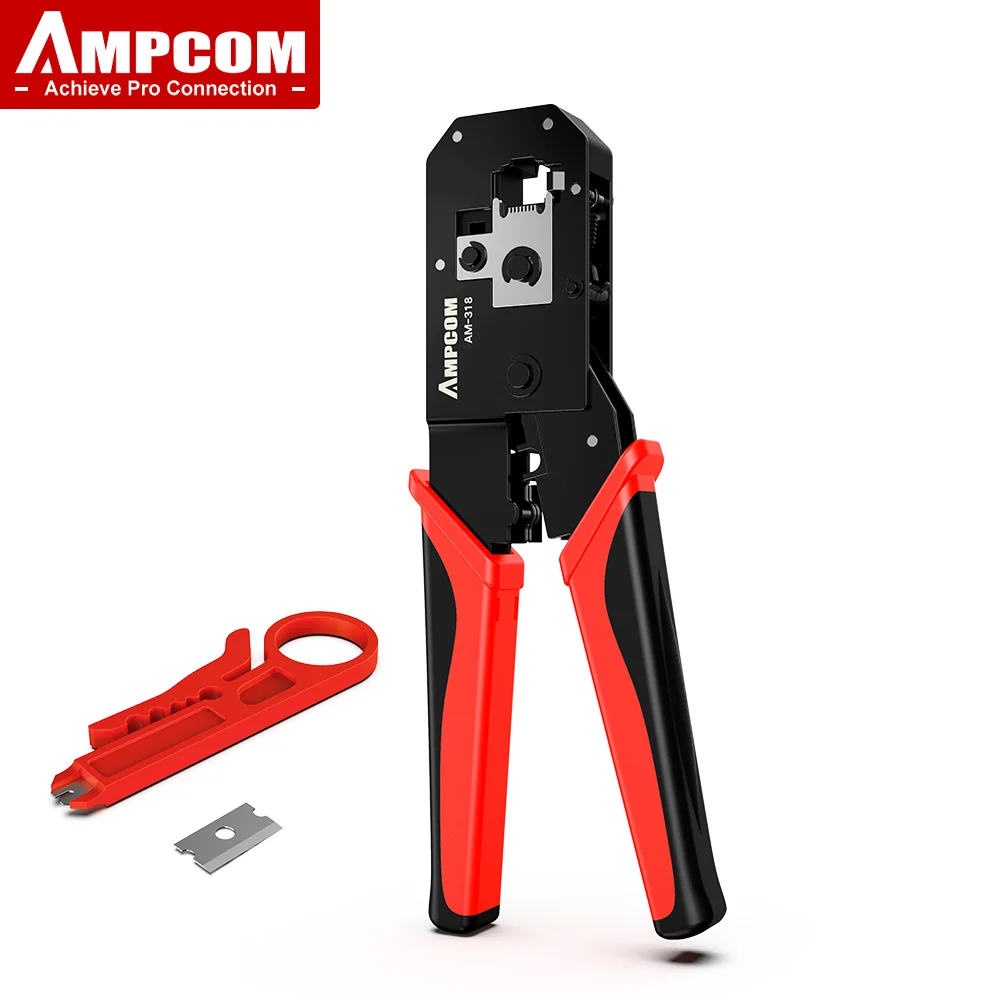 Ampcom Rj45 Crimping Tool Ethernet Network Lan Cable Crimper Cutter ...