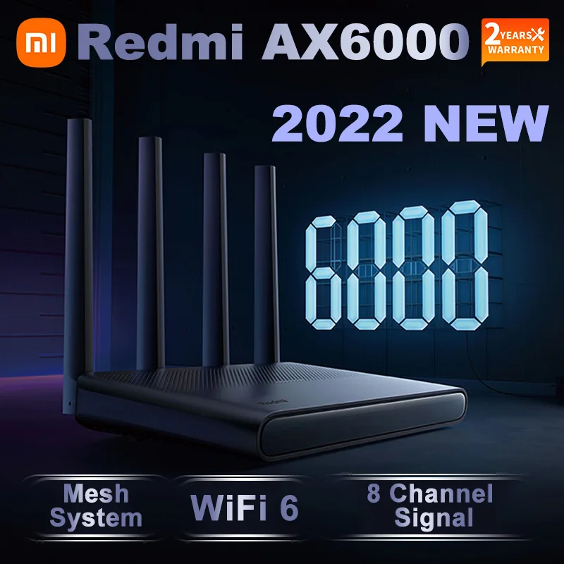 Xiaomi enrutador Redmi AX6000, sistema de malla Wifi 6, 160MHz, ancho de banda, amplificadores ...