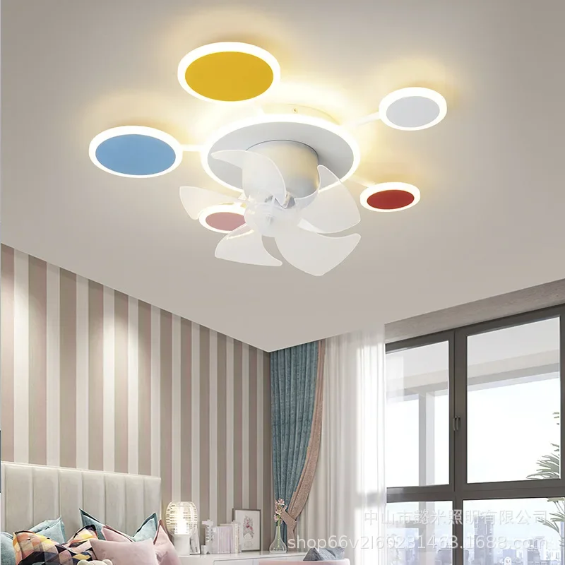 Creative-Led-Ceiling-Fan-Lights-Colorful-Childlike-Bedroom-Living-Room ...