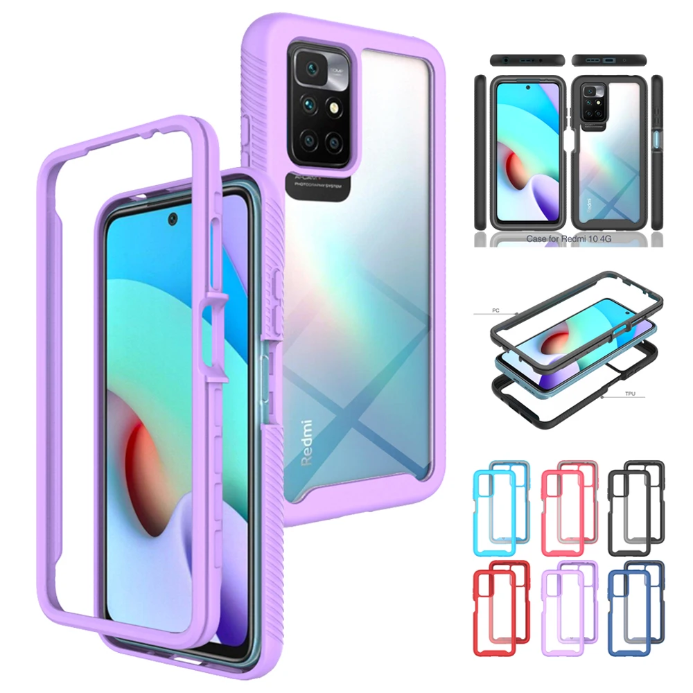 For Redmi 10 Case Shockproof Hybrid Armor Clear Phone Cover Funda Redmi ...