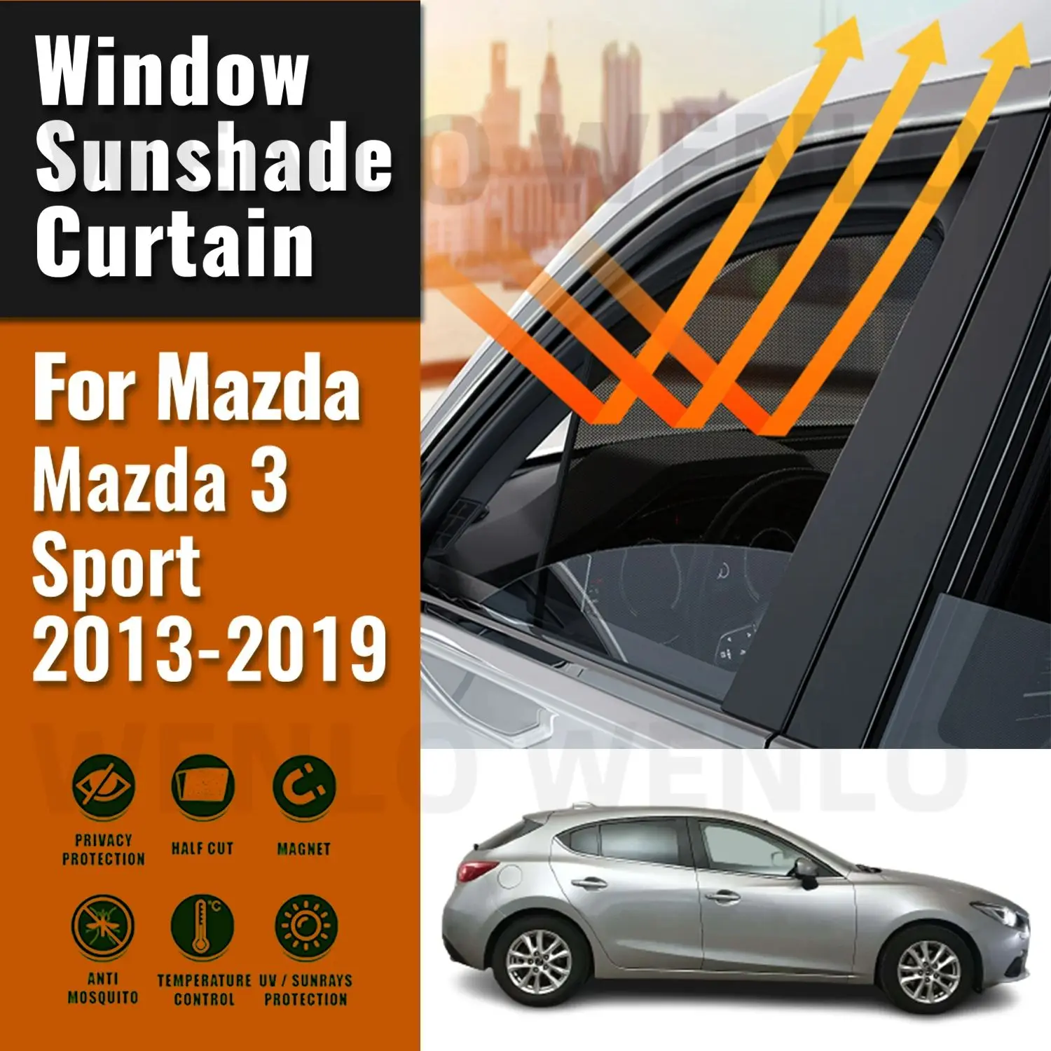 For-Mazda-3-Hatchback-Sport-2013-2019-Magnetic-Car-Sunshade-Shield ...