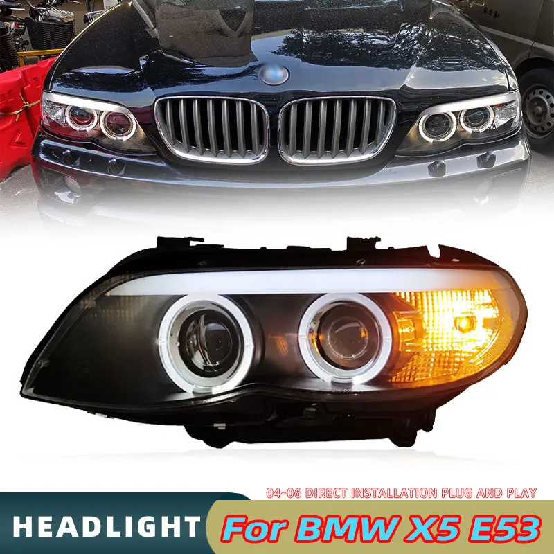 Headlight For BMW X5 E53 2004 to 2006 Year With LED DRL Projector Lens ...