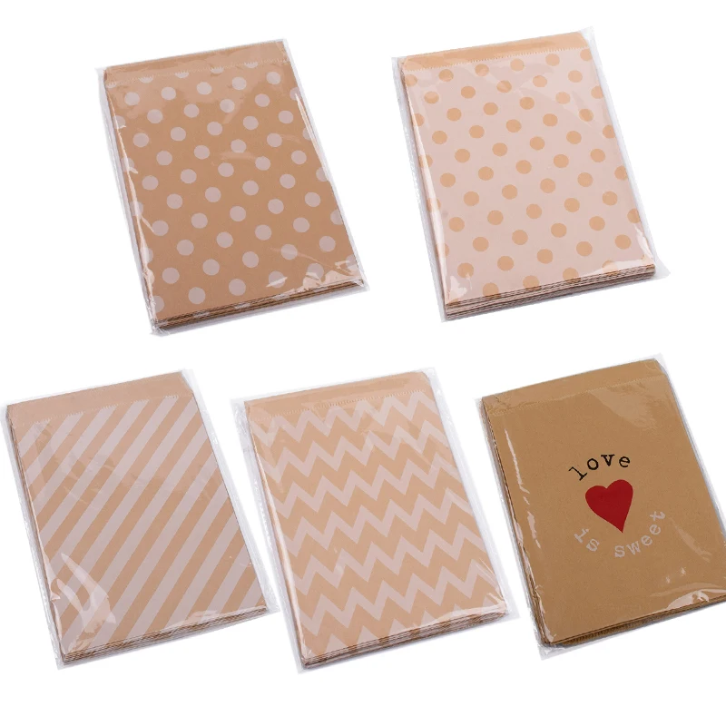 5-50pcs-Kraft-Paper-Red-love-letters-Bags-Food-Packaging-Candy-Gift ...