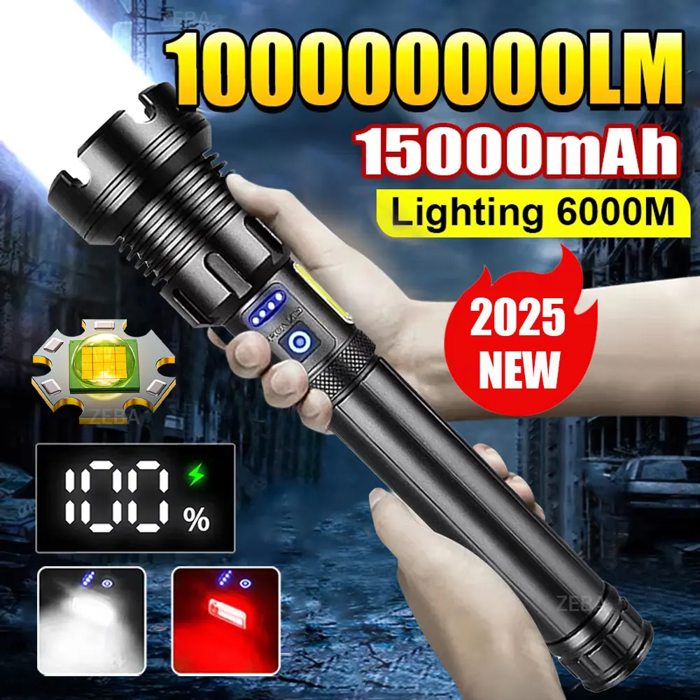 2025 New 15000mAh White Laser Flashlights 100000LM Ultra Powerful ...