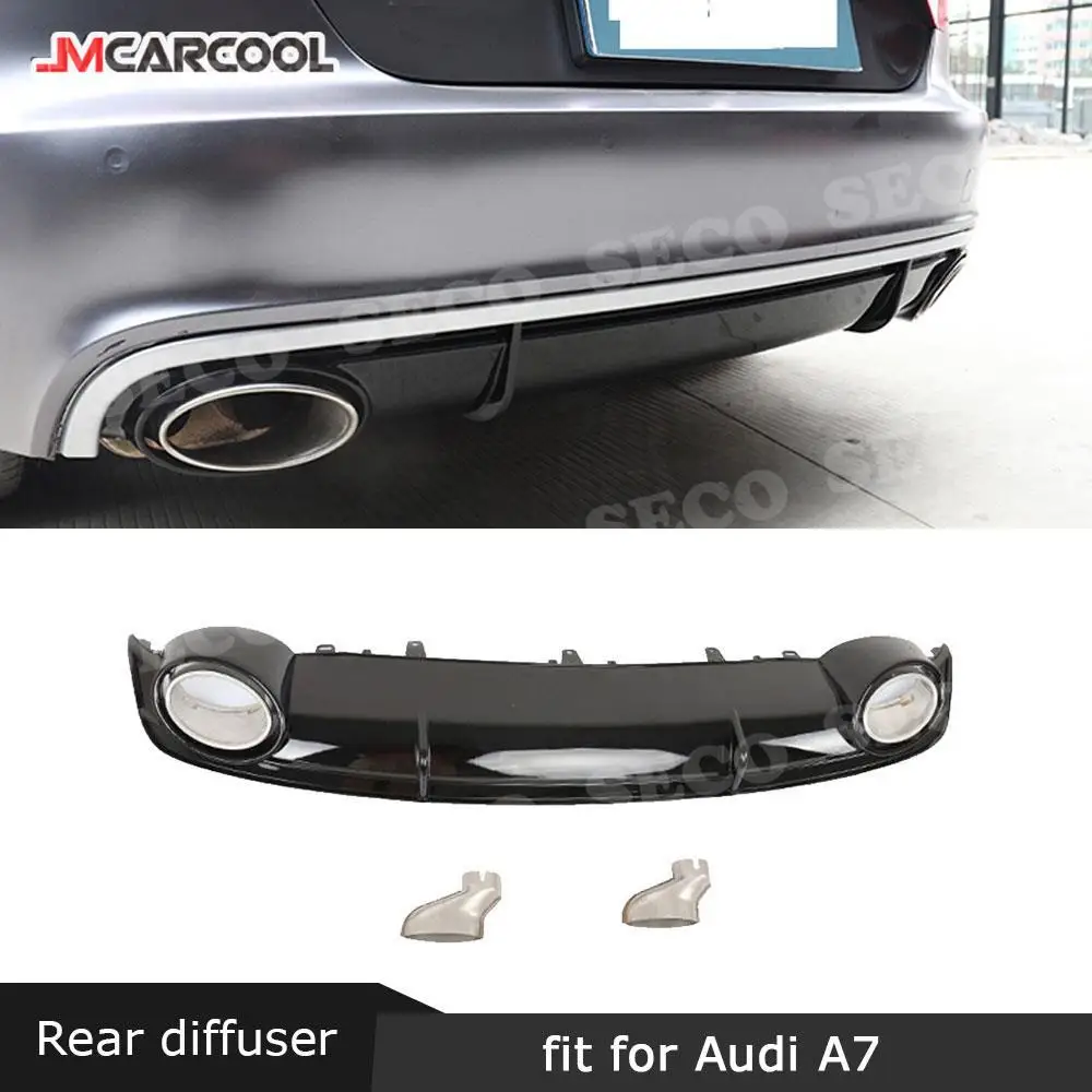 Rear Lip Diffuser Spoiler For Audi A7 Sport 2016 2017 2018 Rs7 Style Pp ...