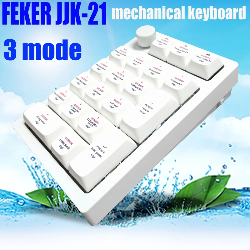 FEKER JJK21 PAD Numeric Keypad Mechanical Keyboard 3Modes USB/ Bluetooth/2.4GHz RGB Lighting ...