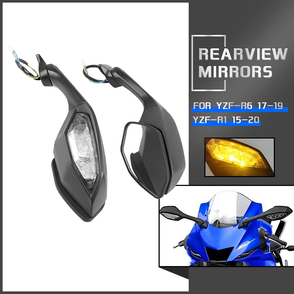 Yzf R6 R1 Motorcycle Rearview Mirror Led Turn Signal Light Turn Signal ...