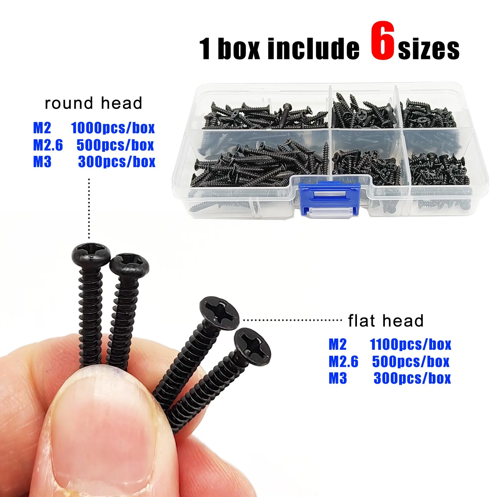 Mix-6-Sizes-M2-M2-6-M3-Assortment-Set-Kit-Phillips-Flat-Countersunk ...