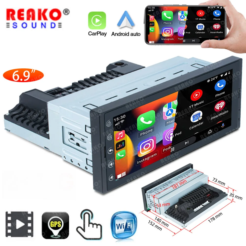REAKOSOUND-1Din-Car-Android-Multimedia-Player-6-9-Touch-Screen-Bluetooth-Autoradio-Stereo-Video ...