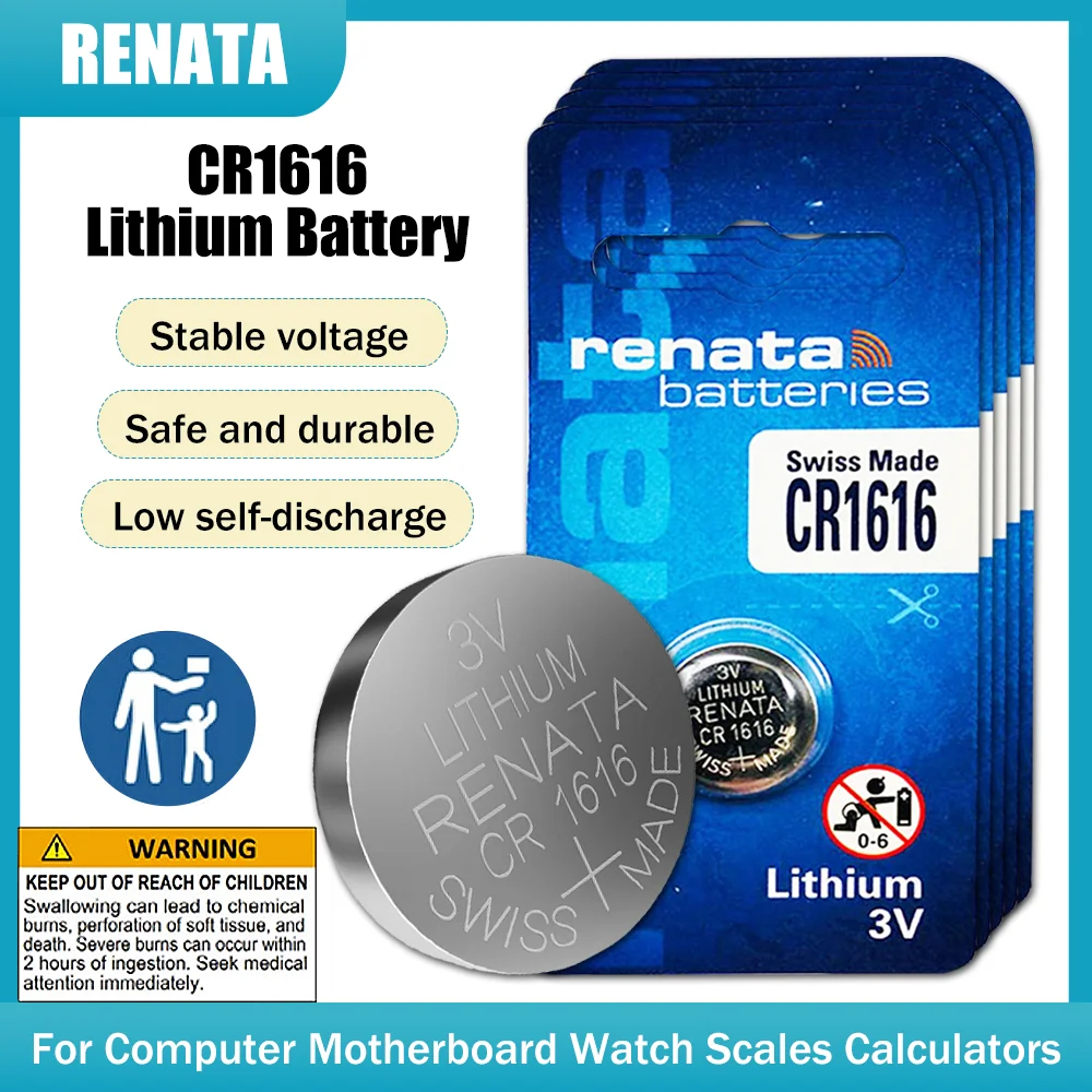 5PCS 100% 원래 새로운 Renata CR1616 DL1616 BR1616 ECR1616 3V 리튬 배터리 저울 완구 버튼 ...
