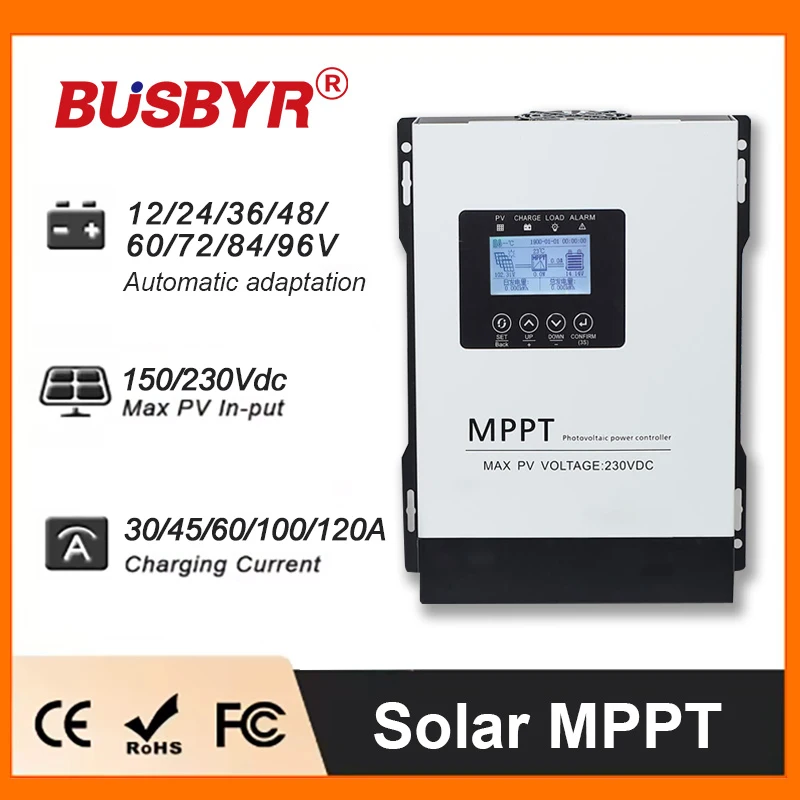MPPT Solar Charge Controller 12V-96V Auto 30A 45A 60A 100A 230V LCD ...