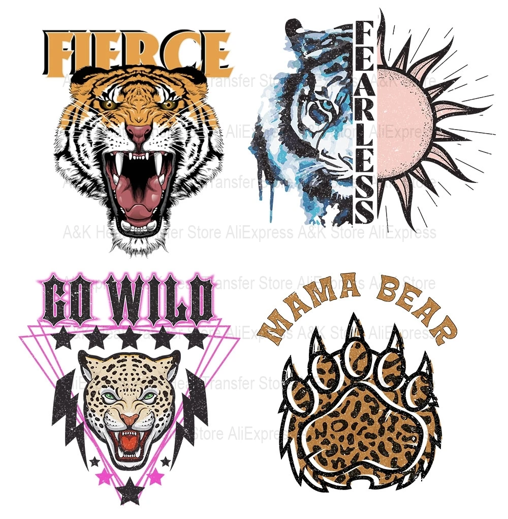 Tiger-Footprints-Printing-Transfers-Patches-Iron-For-Clothing-Cool ...