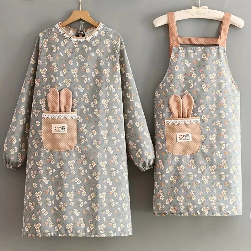 1pc-Canvas-Long-Sleeve-Apron-Stain-proof-Breathable-Household-Cooking ...