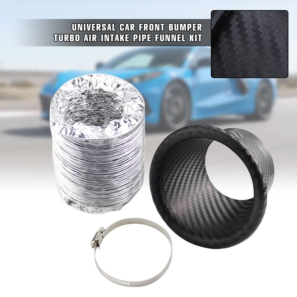 Universal Car Front Bumper Turbo Air Intake Pipe Funnel Kit Inlet Cold ...