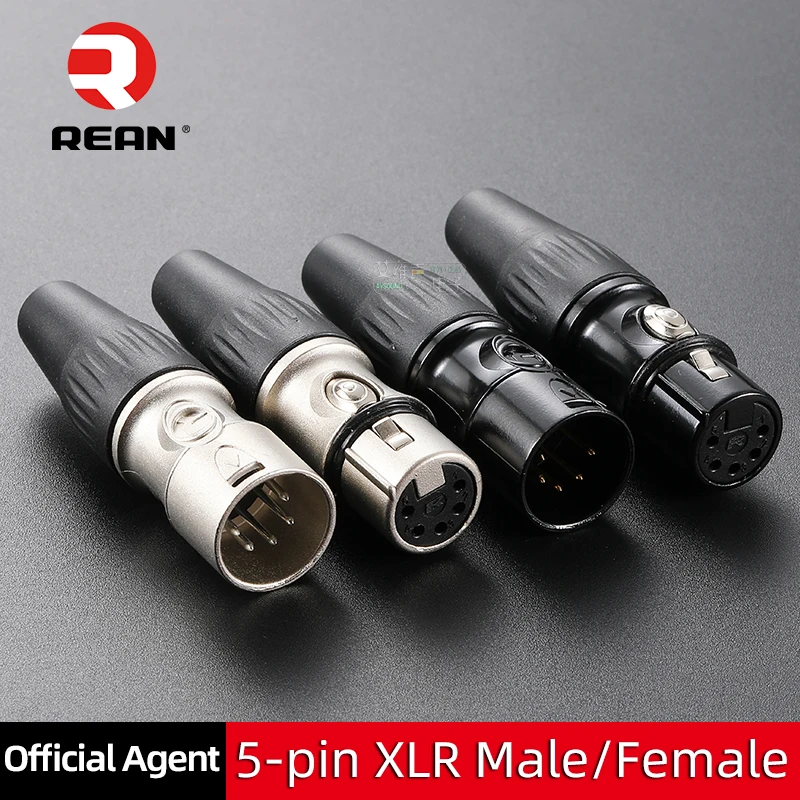 NEUTRIK's REAN 5 Pin XLR Audio Male / Female Plug Connector Microphone Line XLR 5 Pole Plug ...