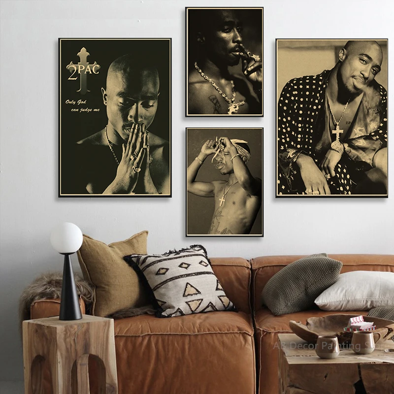 Hip Hop Singer Tupac Retro Posters 2Pac Retro Kraft Paper Prints ...