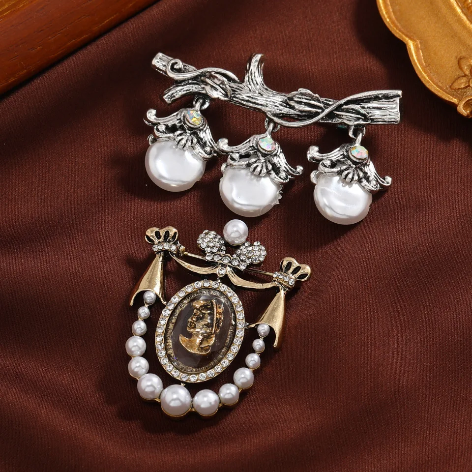 Classic-Baroque-Women-Portrait-Pearl-Tassel-Brooches-Pins-Vintage ...