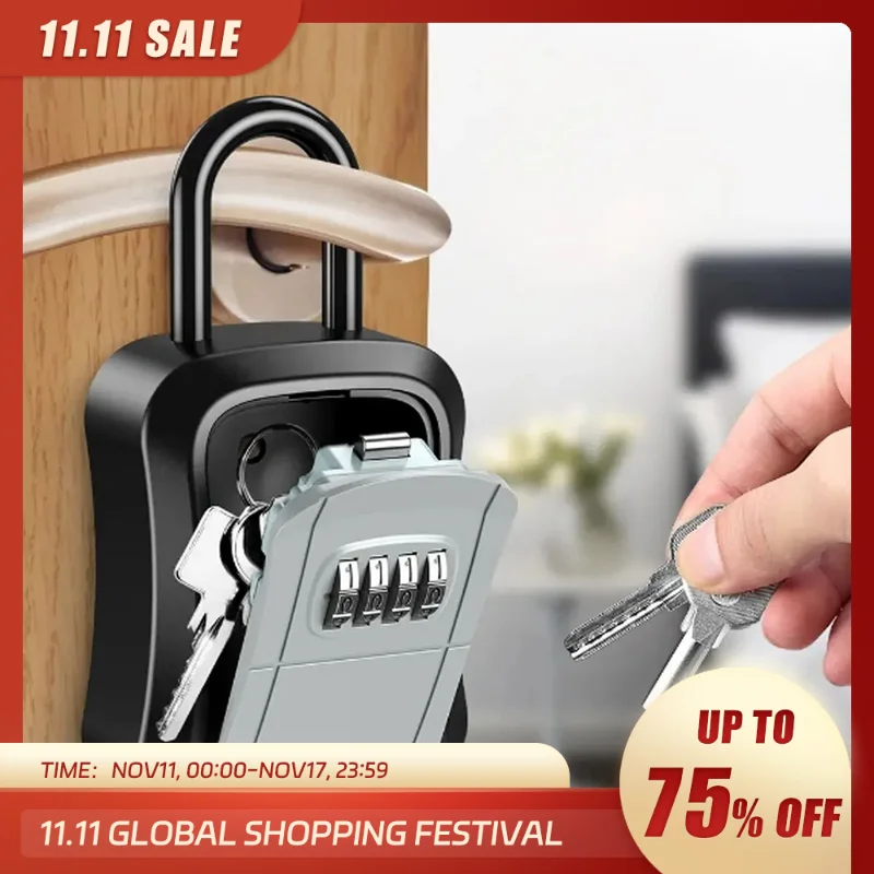 4-Digit-Code-Aluminum-Alloy-Free-Installation-Key-Box-Waterproof-With ...