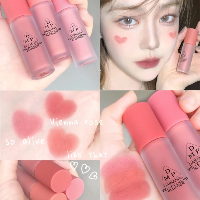 1 pçs líquido blush veludo matte blush rosto pigmento duradouro beleza ...