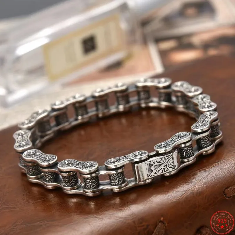 S925-Sterling-Silver-Bracelets-for-Men-New-Men-s-Fashion-Eternal-Vine-Pattern-Motorcycle-chain ...
