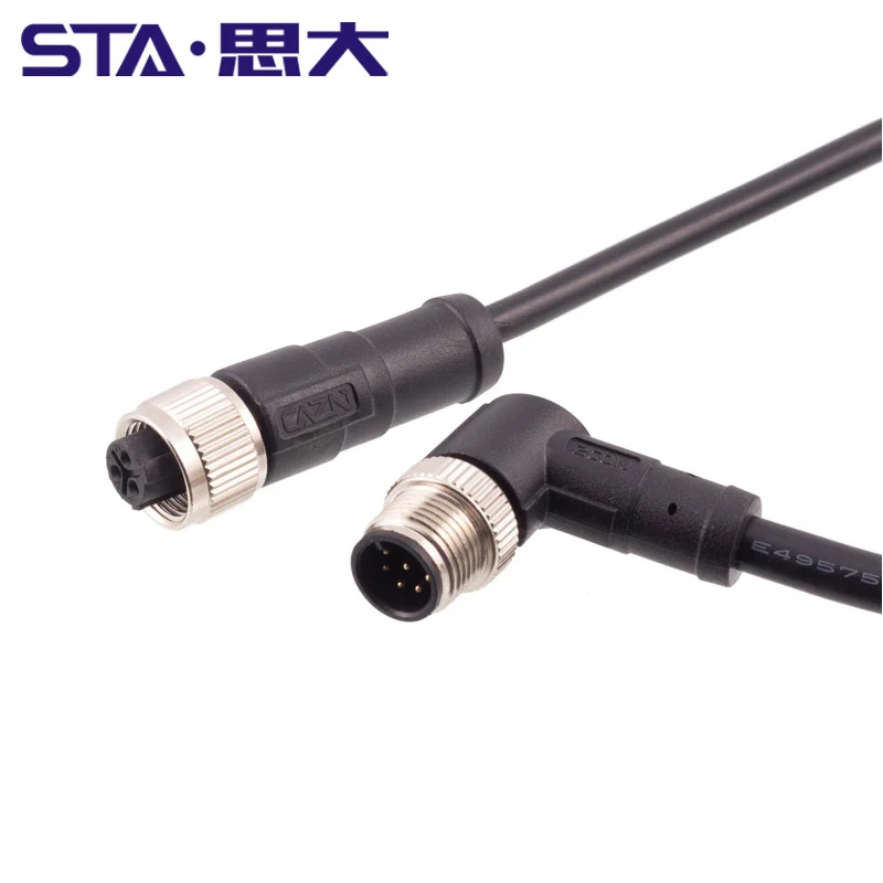 1 Meters Shielded Braid M12 4 5 Pins A B Molding Extension Cable C D ...
