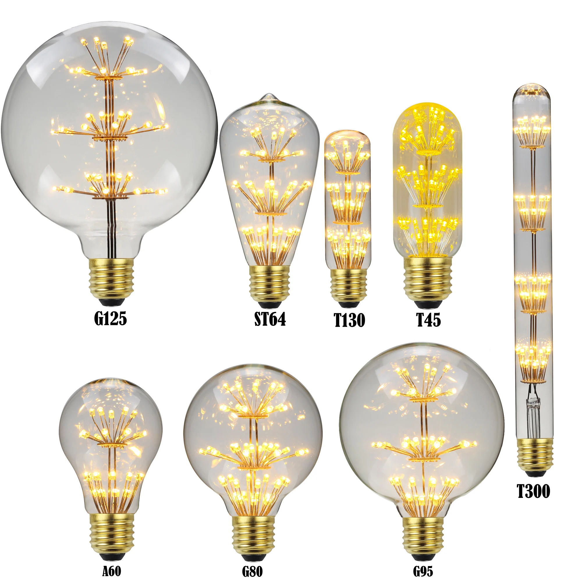 TIANFAN Vintage Led Bulb Starry Firework Edison Bulb 3W AC85-265V E27 ...