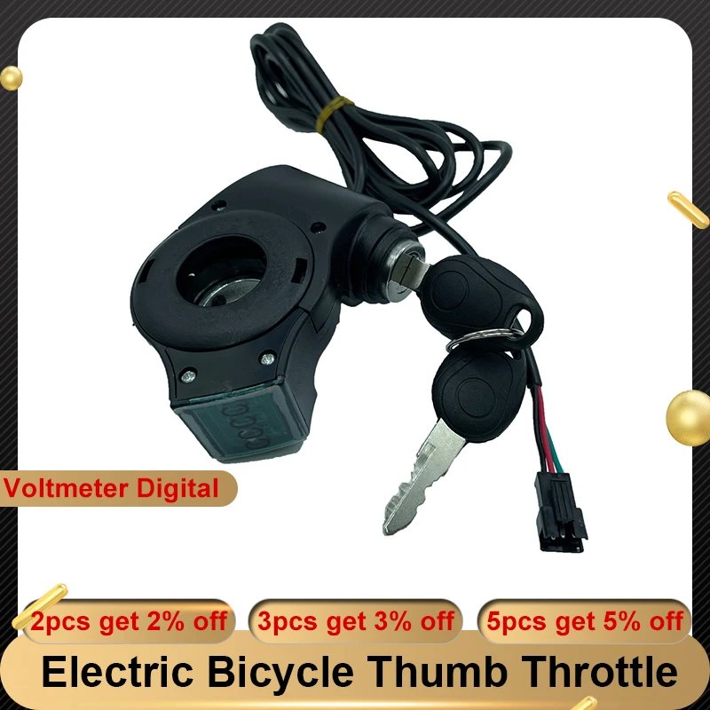 Electric-Bicycle-Thumb-Throttle-Voltmeter-Digital-Voltage-Display-Lock ...