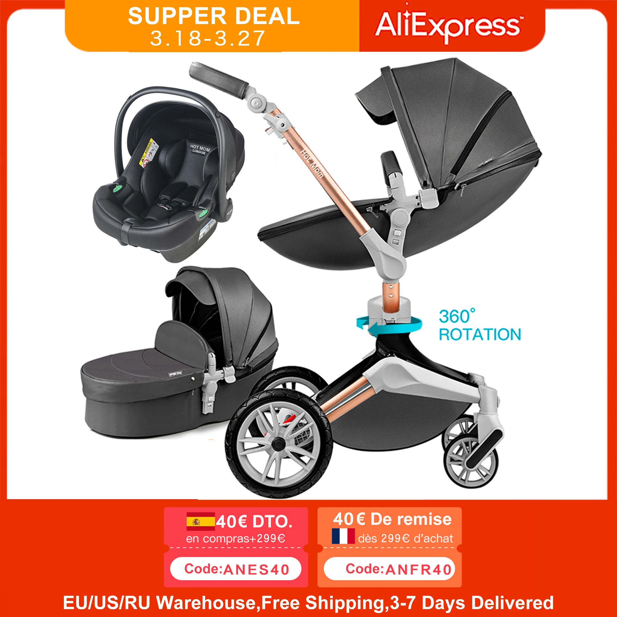 Hot-Mom-Baby-Stroller-With-360-Degree-Rotation-Use-With-Multi-Terrain ...