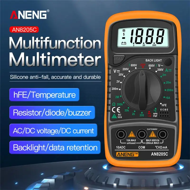 Aneng An8205c Digital Multimeter Lcd Display Portable Ac/dc Ammeter ...