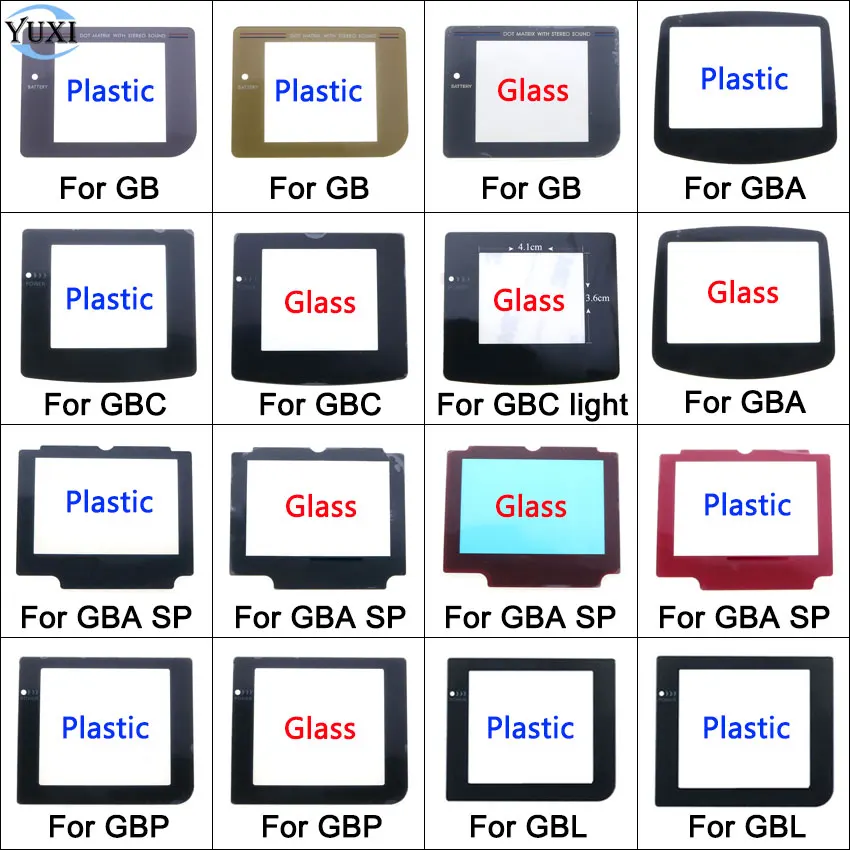 YuXi-Plastic-Glass-Screen-Lens-Cover-For-GB-GBC-GBA-GBA-SP-GBP-GBL-for ...