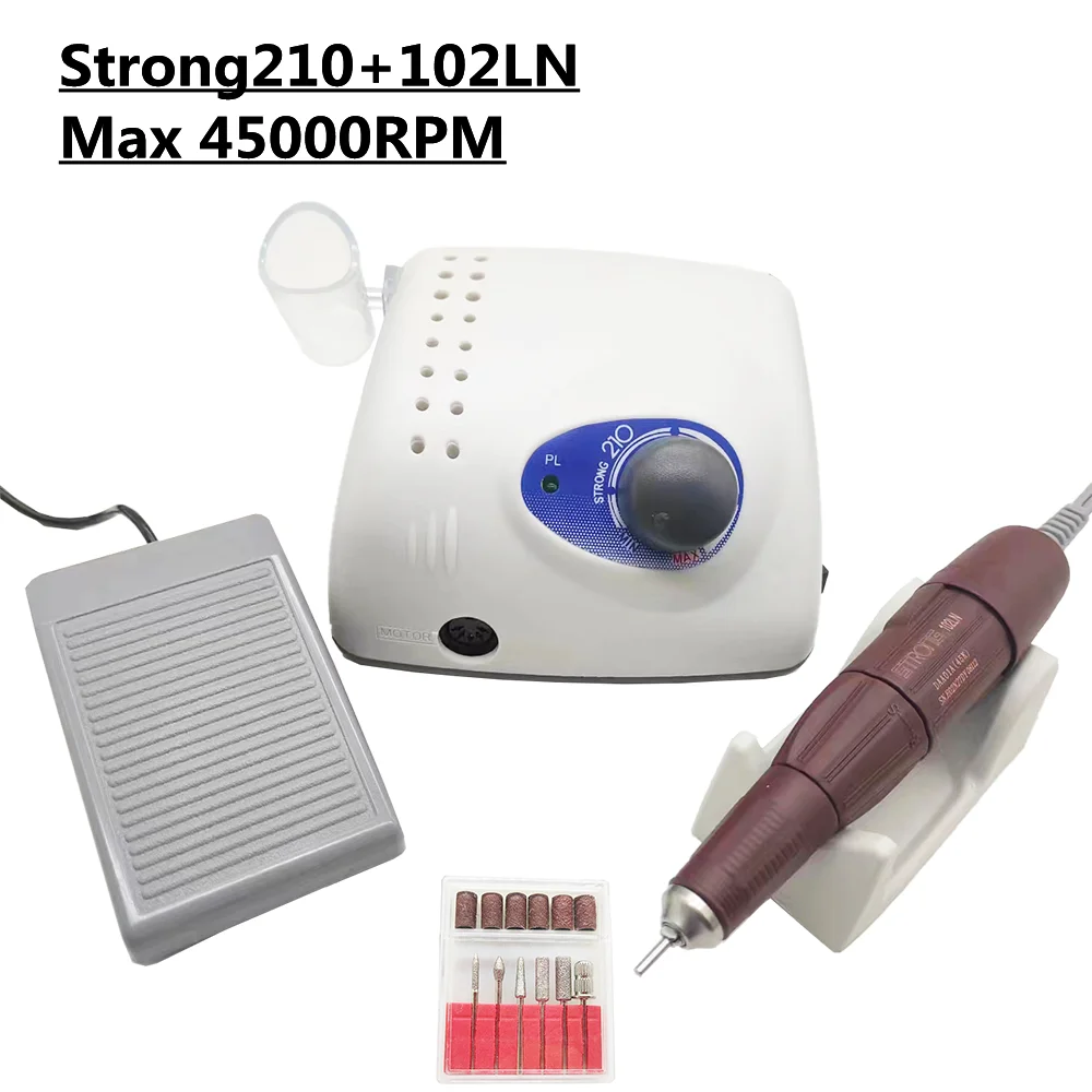 65W Strong 210 Manicure Machine Set 40000RPM Strong 105L 102L Electric ...