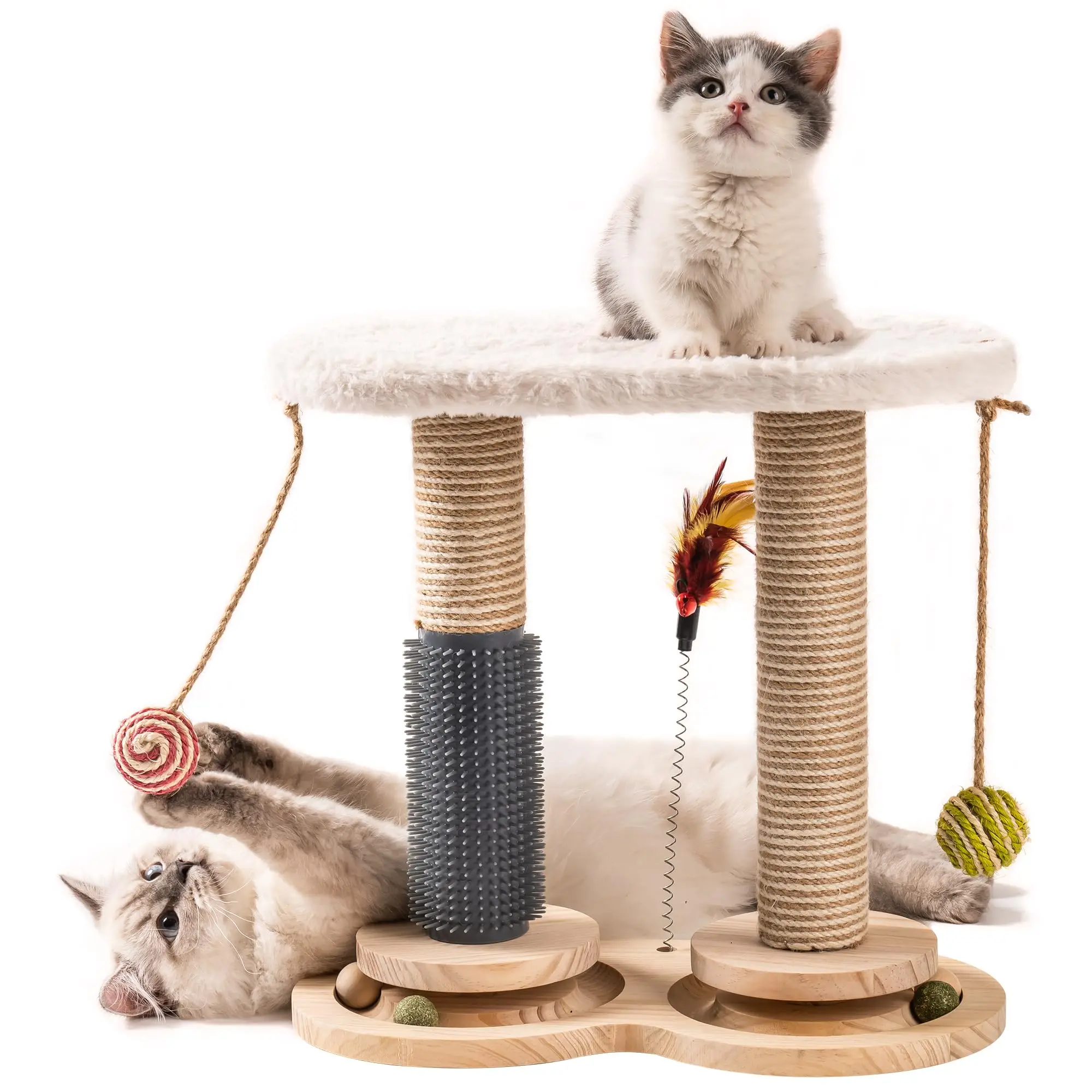 Mewoofun-Cat-Scratching-Post-for-Indoor-Soft-Rabbit-Fleece-Perch-for ...