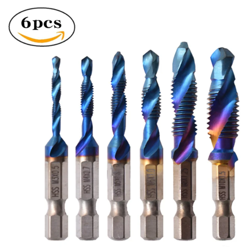 1-6pcs-HSS-machine-screw-tap-drilling-and-tapping-integrated-M3-M10 ...