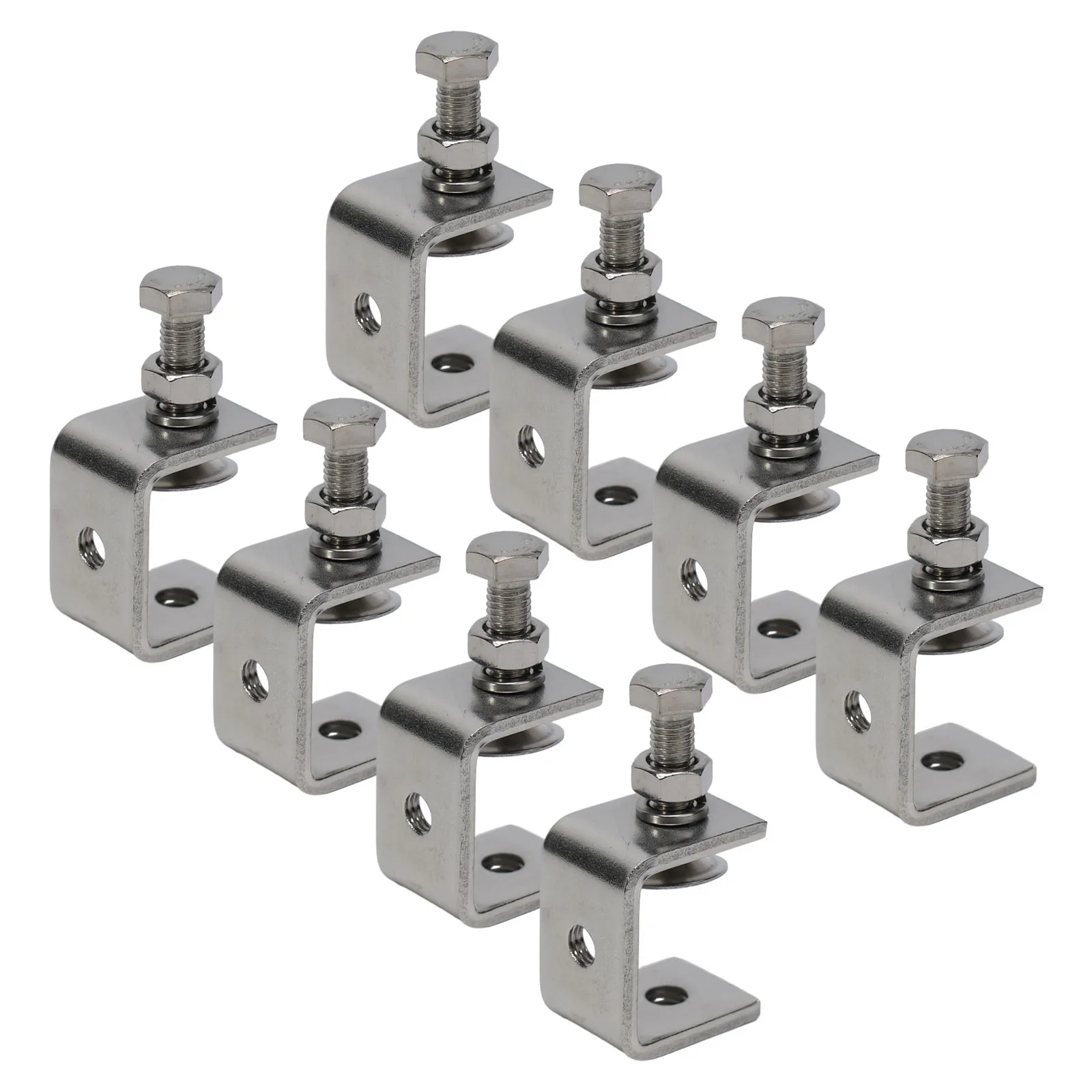 8pcs-Small-C-Clamps-Stainless-Steel-Heavy-Duty-Pipe-M8-Threaded-Fixture ...
