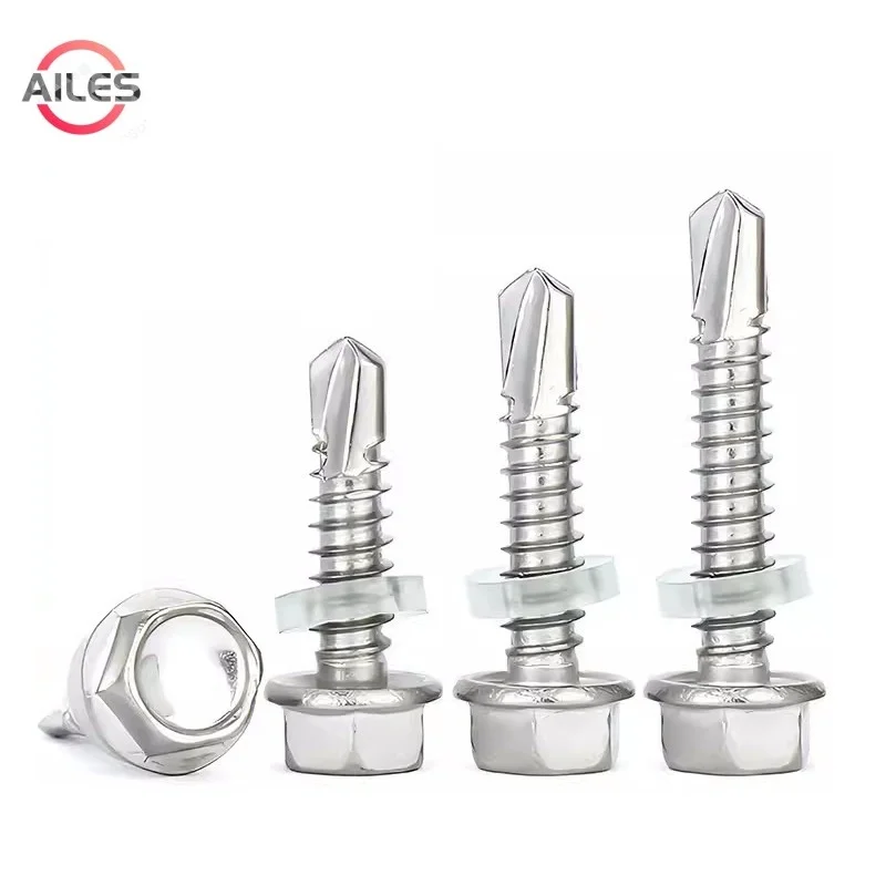 Outer Hexagon Drilling Screws with Rubber Gaskets 410 Stainless Steel ...