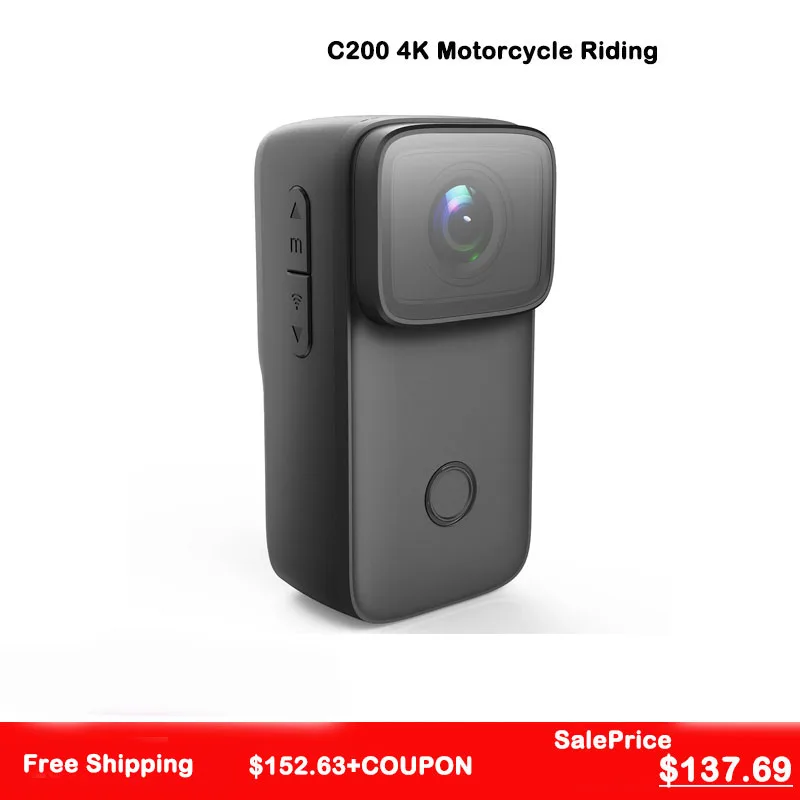C200 4K Motorcycle Riding Recorder Night Vision 1.28IPS HD 360 Shooting ...