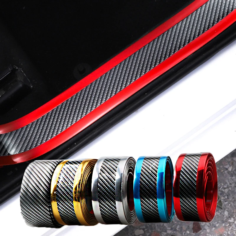 Car Stickers Anti Scratch Door Sill Protector Rubber Strip Carbon Fiber ...