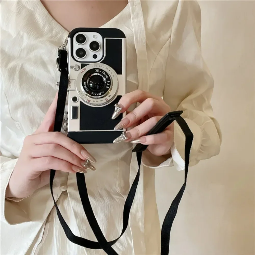 3D Retro Camera Crossbody Phone Case For iPhone 16 Pro Max 15 14 13 11 ...