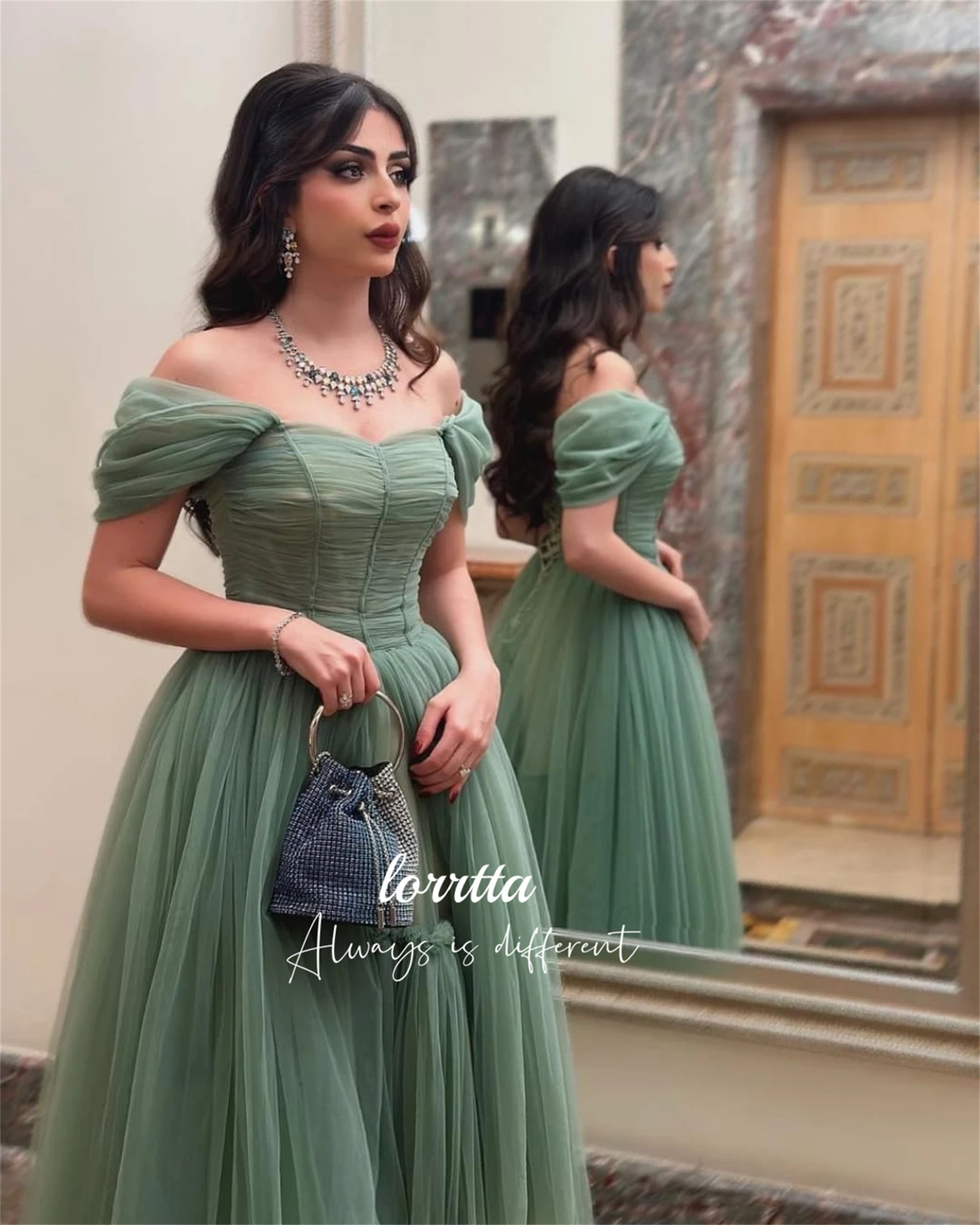 Lorrtta Mesh Graduation Gown Party Dress Prom Sage Green Suitable ...