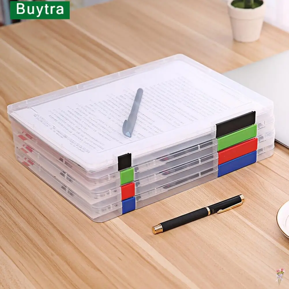 3-Colors-A4-Transparent-Storage-Box-Clear-Plastic-Document-Paper ...