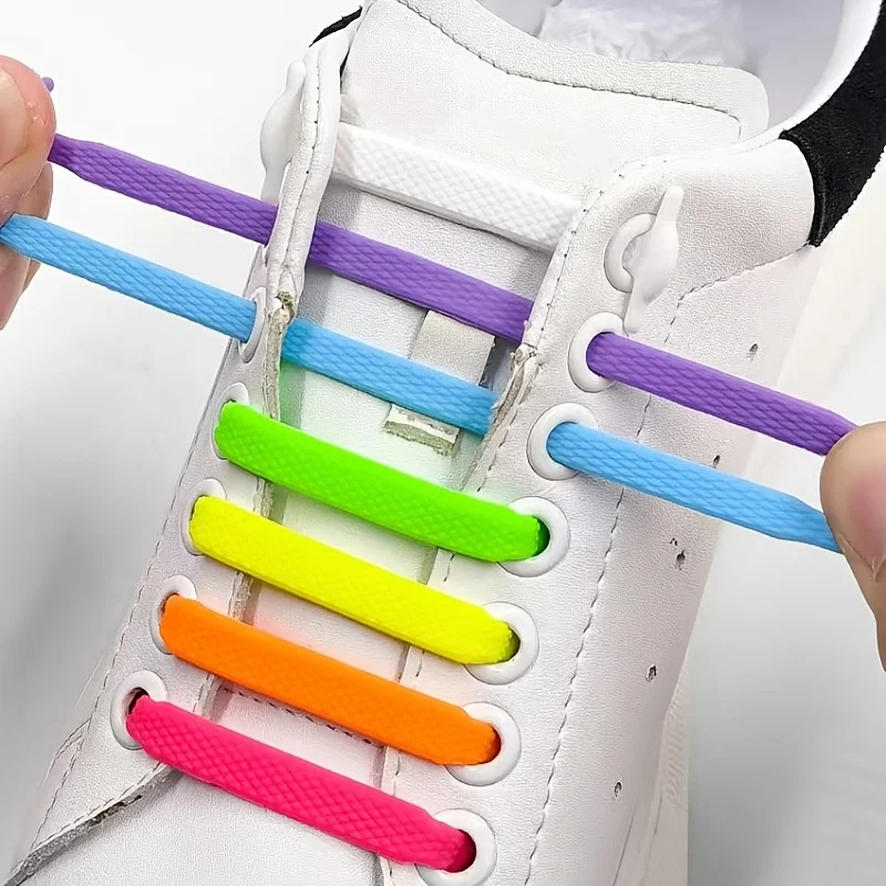 16pcs/set Silicone Elastic Laces No Tie Up Shoe Laces Lazy Shoe Laces T ...