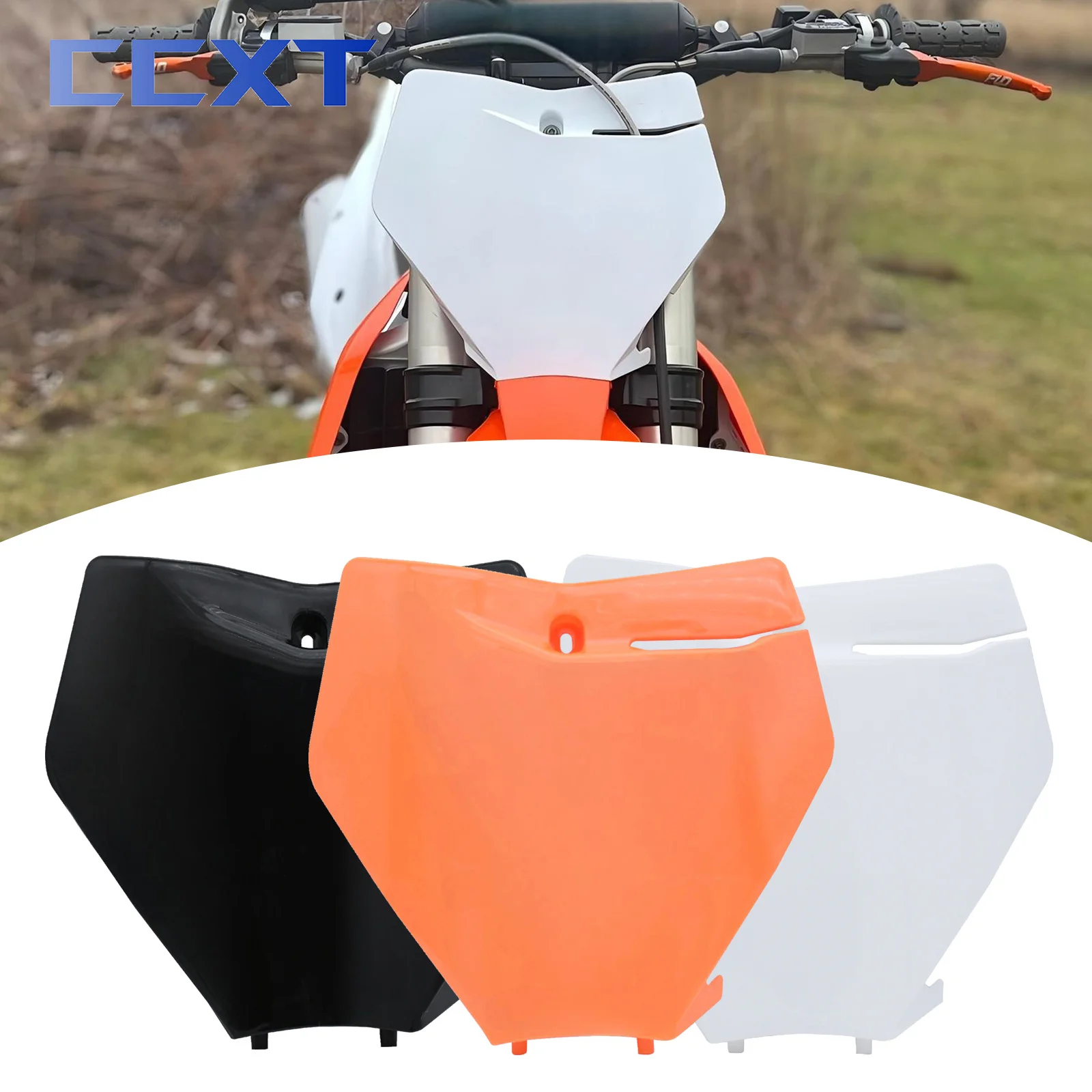 Motorcycle Front Number Plate Plastic Cover Black White Orange For KTM ...