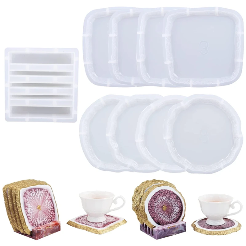 DIY-Crystal-Epoxy-Resin-Mold-Mineral-Edge-Irregular-Coaster-Box-Coaster ...