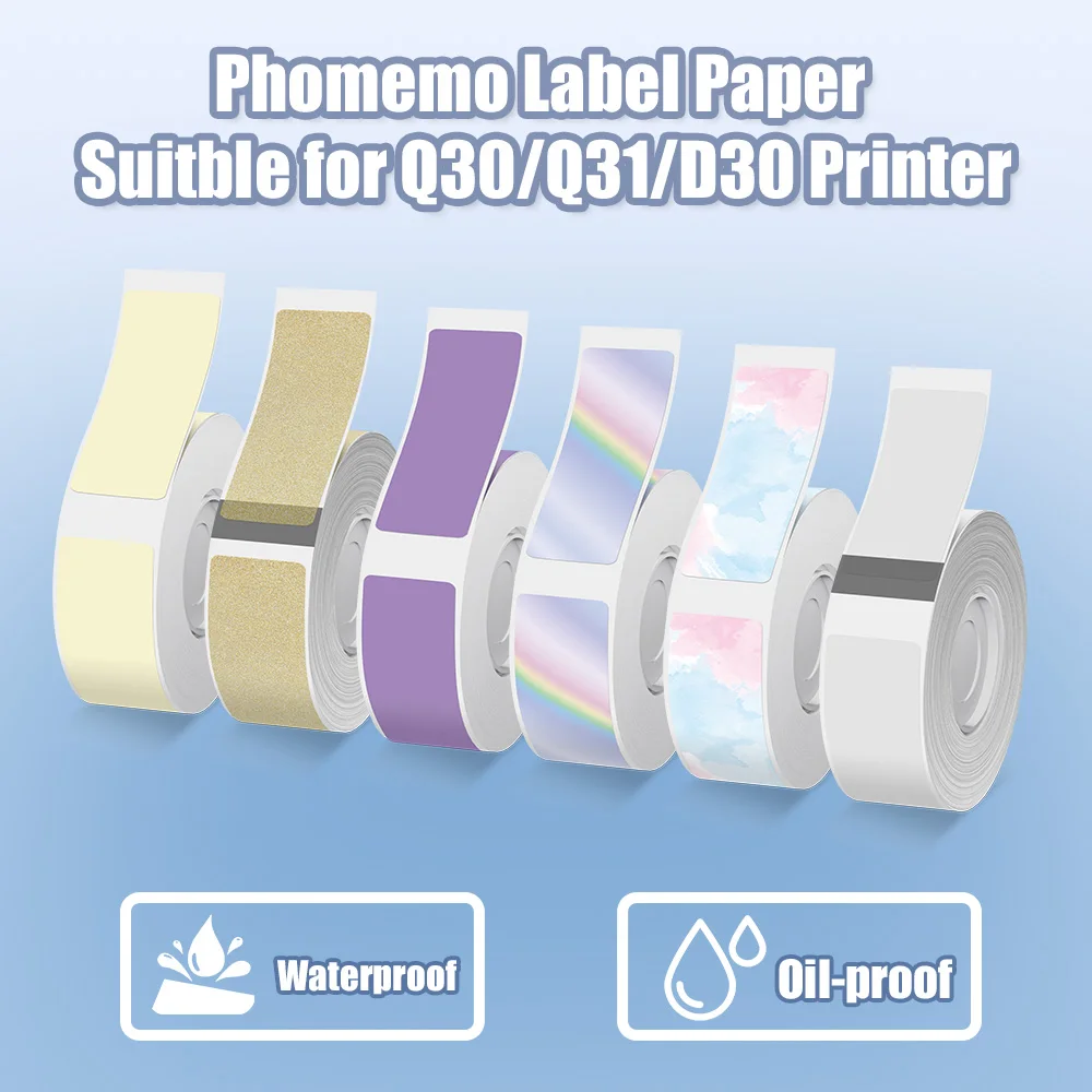 Phomemo-Q30-D30-Label-Thermal-Sticker-White-Adhesive-Paper-Transparent ...