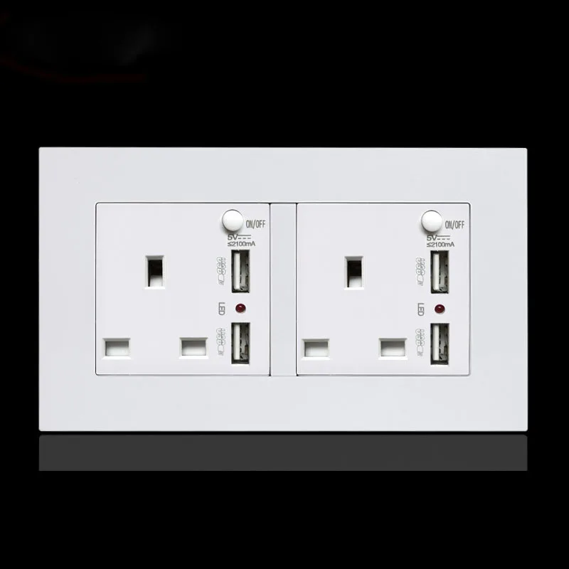Wall Type 146 Two bit UK13A Hong Kong Socket with Switch PC Panel ...