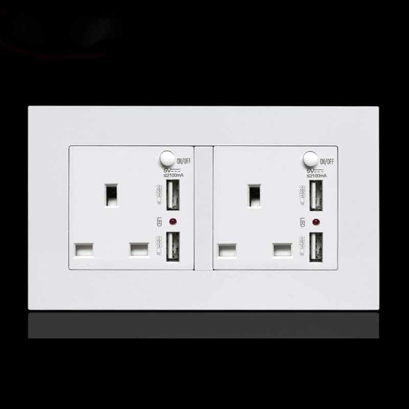 Wall Type 146 Two bit UK13A Hong Kong Socket with Switch PC Panel ...