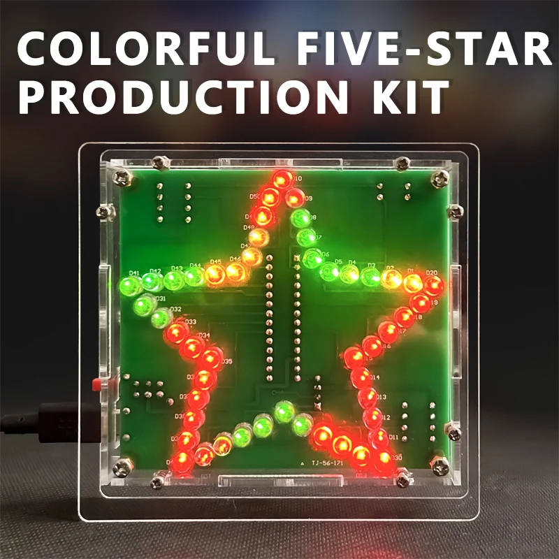 51-Single-Chip-Computer-Colorful-Dazzling-Five-Pointed-Star-LED-Water ...